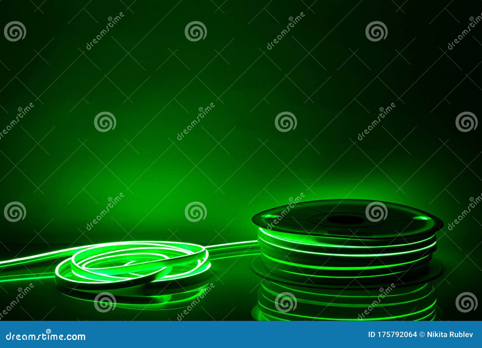 Flexible Green LED Neon Strip on Black Background Stock Photo - Image ...