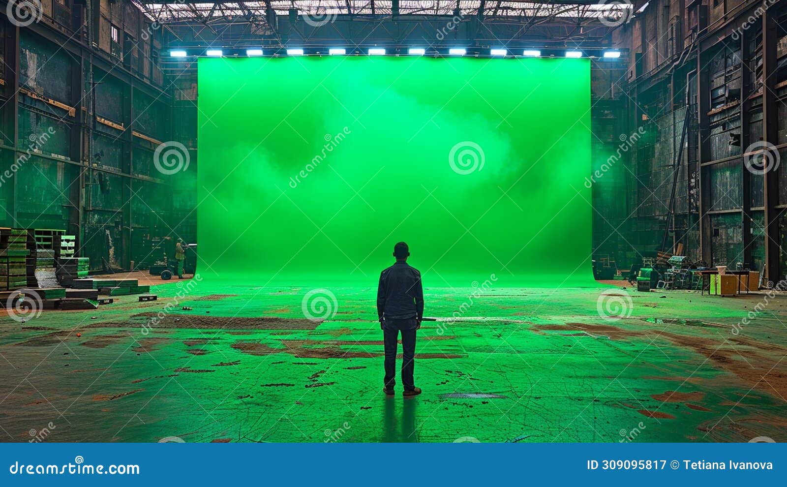 Flexible Green Screen Surface for Creative Work. Stock Illustration ...