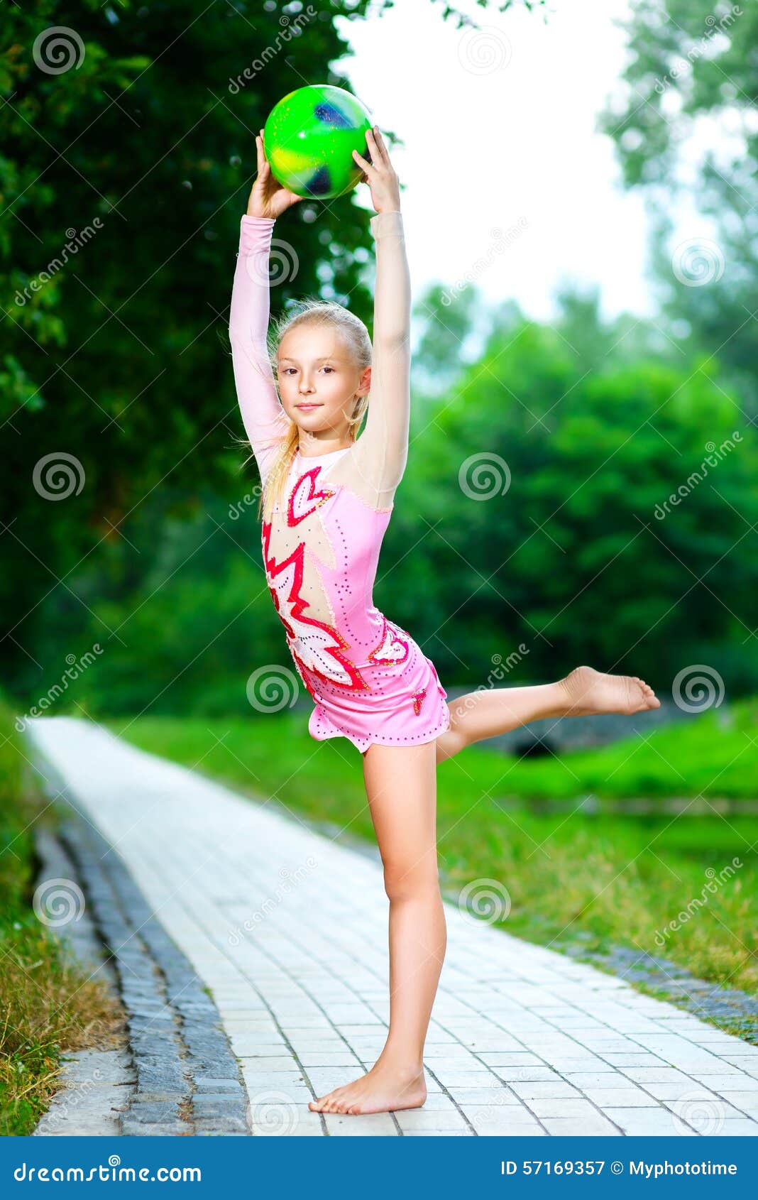 Flexible Little Girl Doing Gymnastics Vertical Stock Image ...