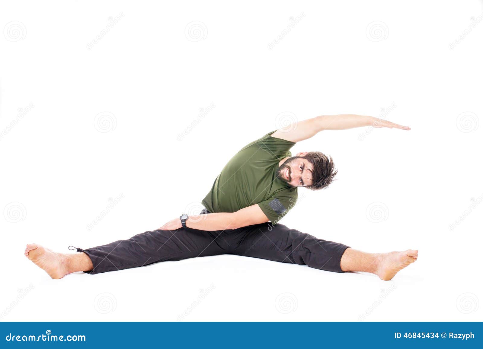 Flexible man stock photo. Image of barefoot, young, stretch - 46845434