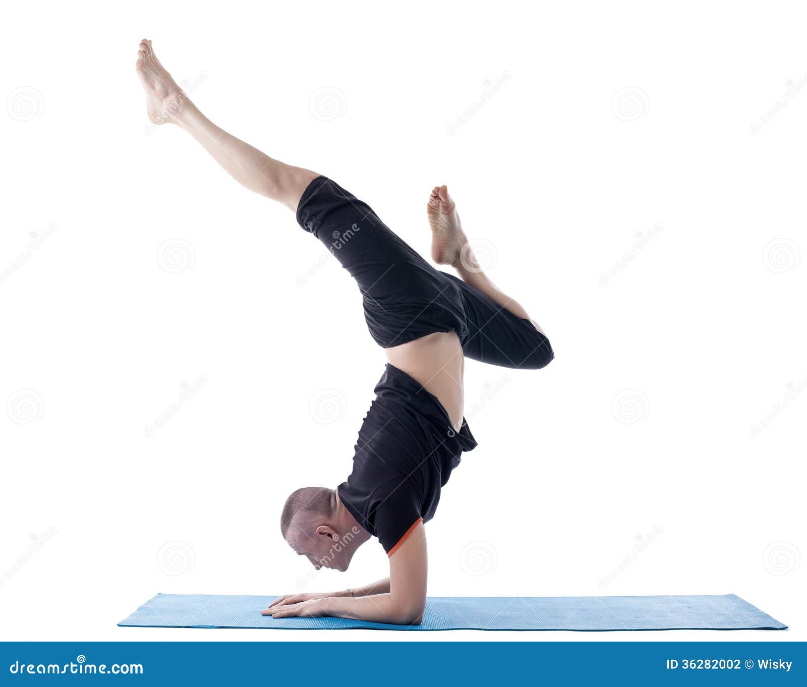 Flexible Man Posing in Difficult Yoga Pose Stock Photo - Image of ...
