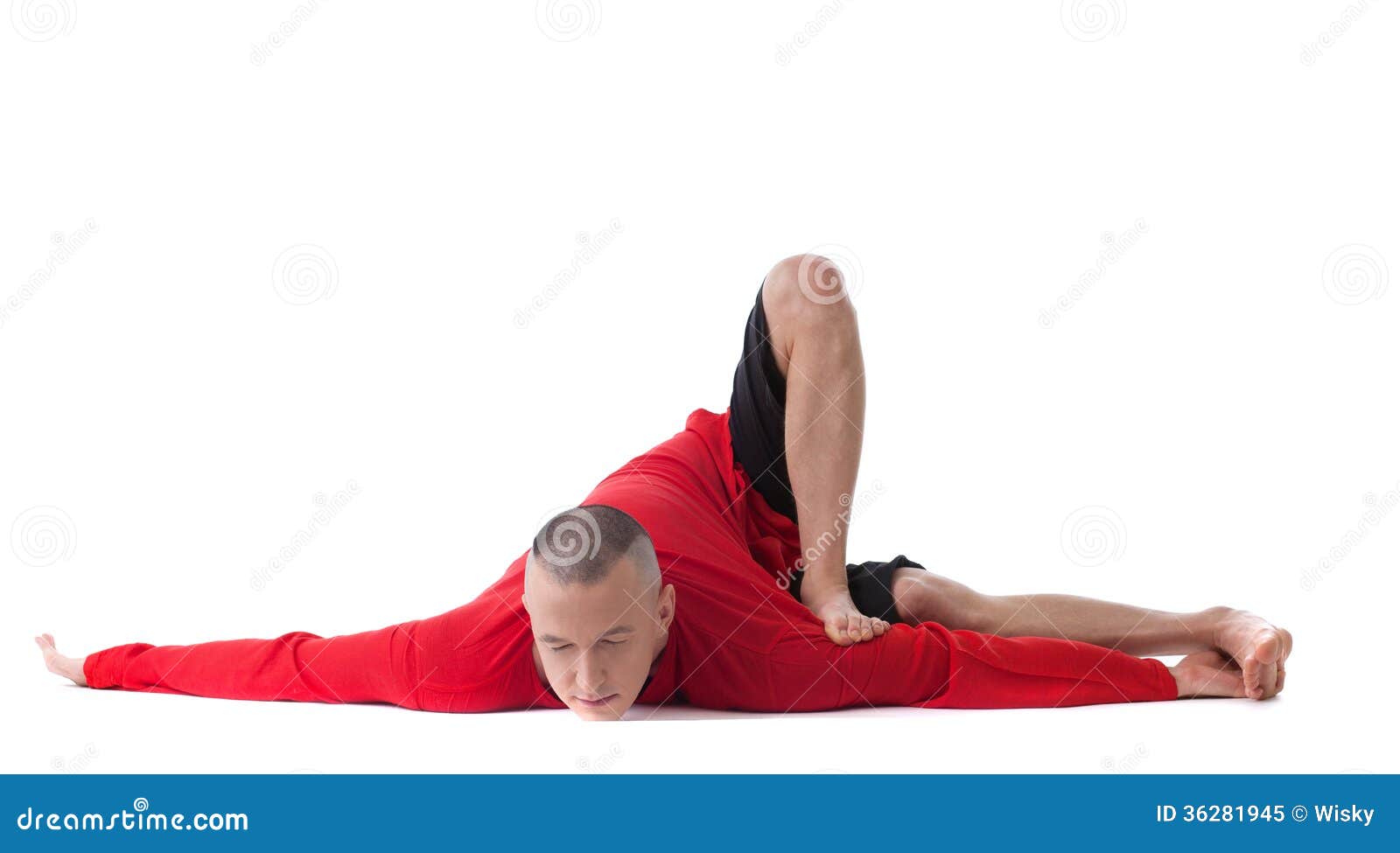 Flexible Man Posing in Difficult Yoga Pose Stock Image - Image of ...