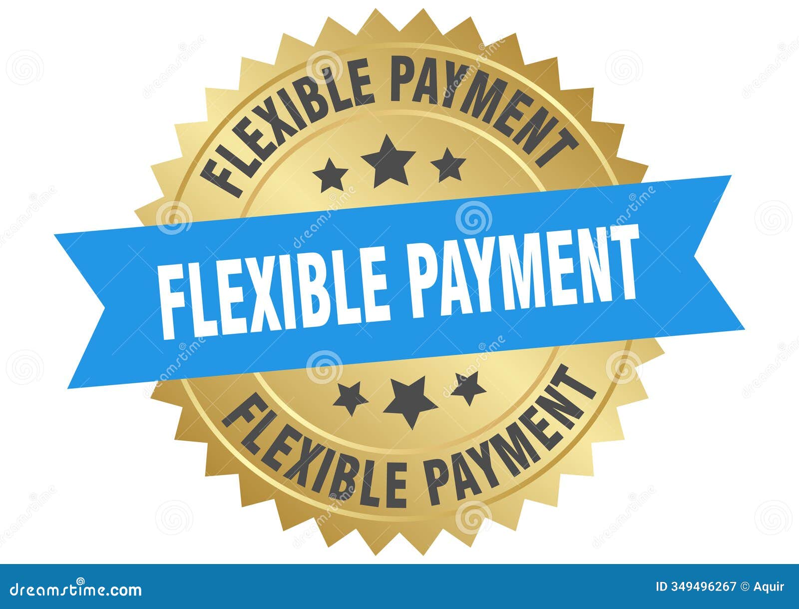Flexible Payment. Flexible Payment Round Blue and Gold Label Isolated ...