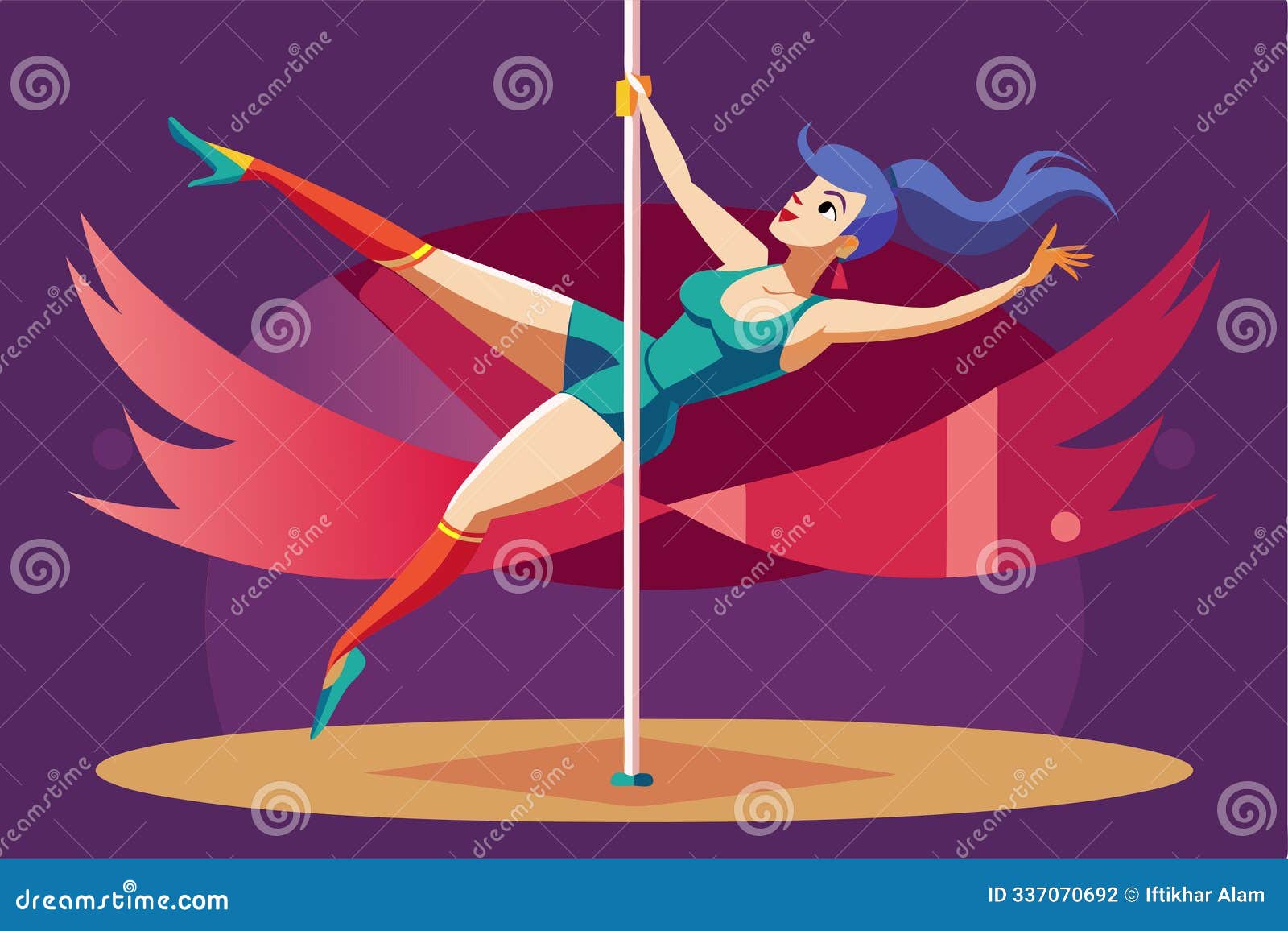 A Flexible Performer Showcases a Stunning Pose on a Decorative Pole ...