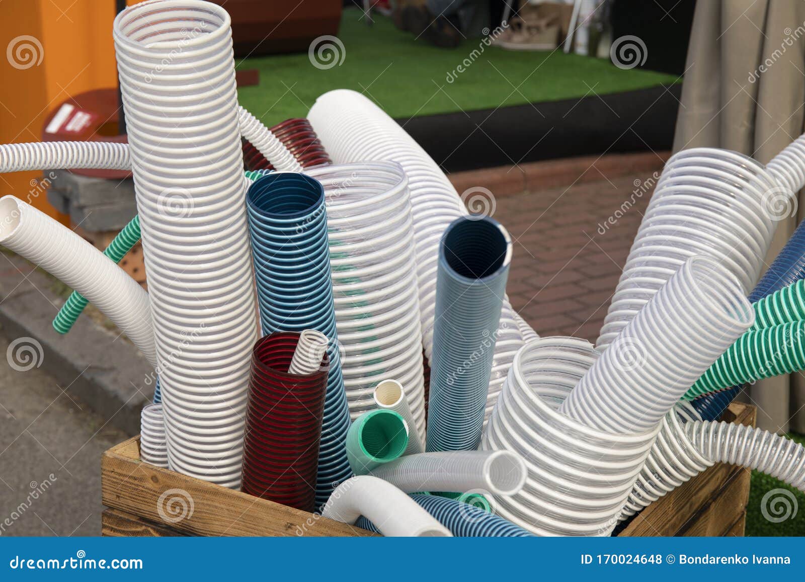 Flexible Plastic Industrial Pipes in Construction Stock Photo - Image ...