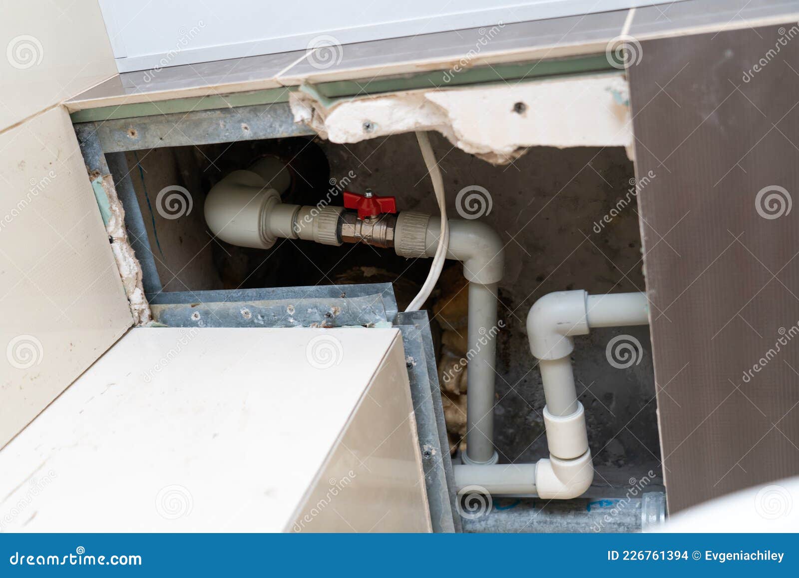 Flexible Plastic Pipe in the Hatch in the Ceiling. Replacement of the ...