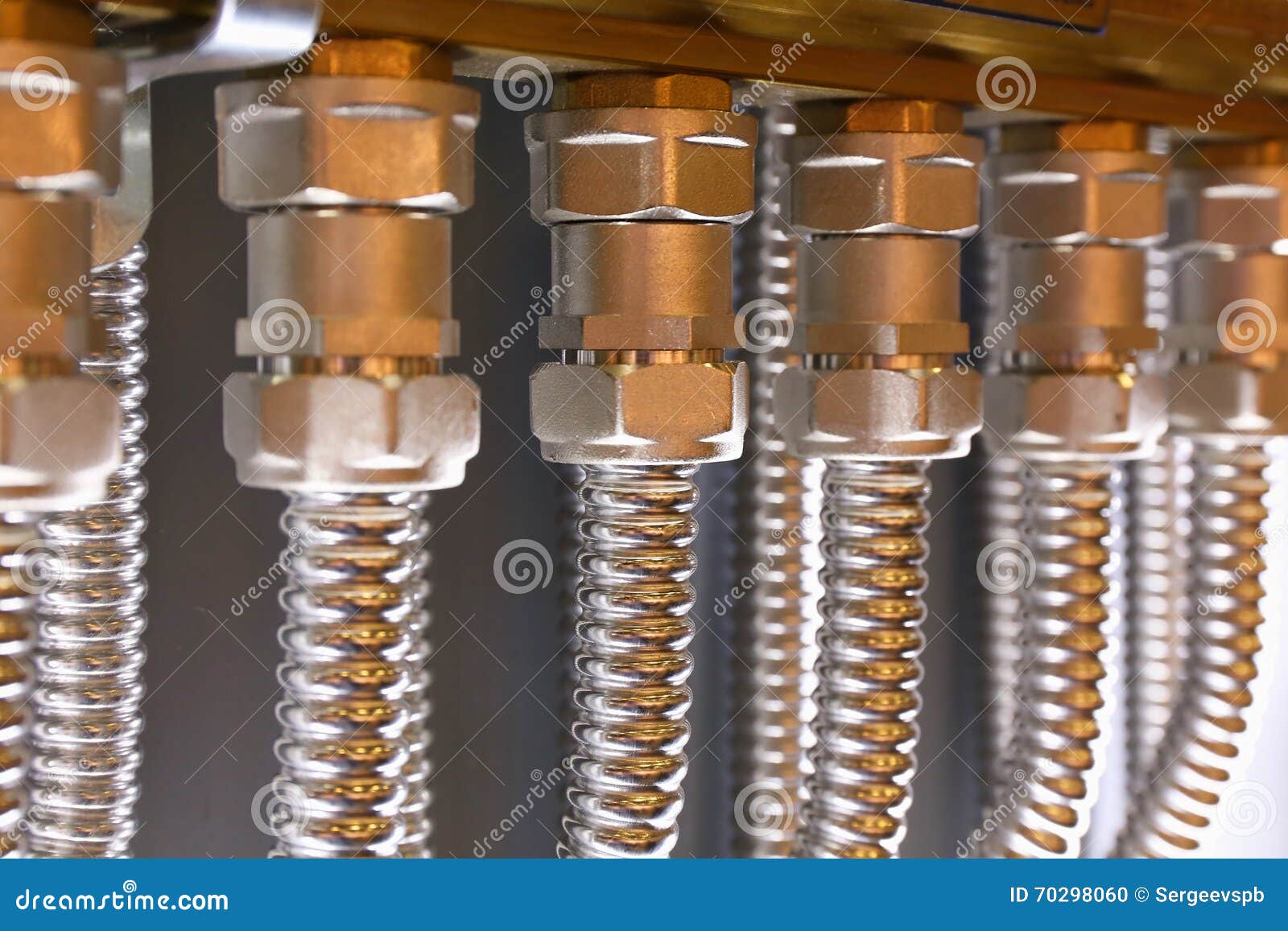 Flexible plumbing hoses stock photo. Image of background - 70298060