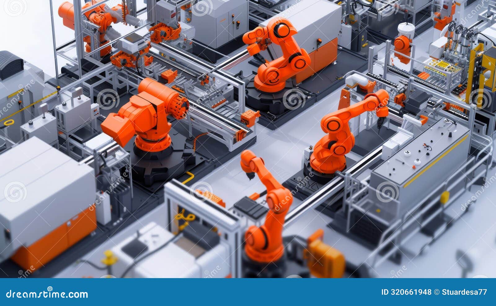 Industrial Robotic Arms in Automated Factory Stock Photo - Image of ...