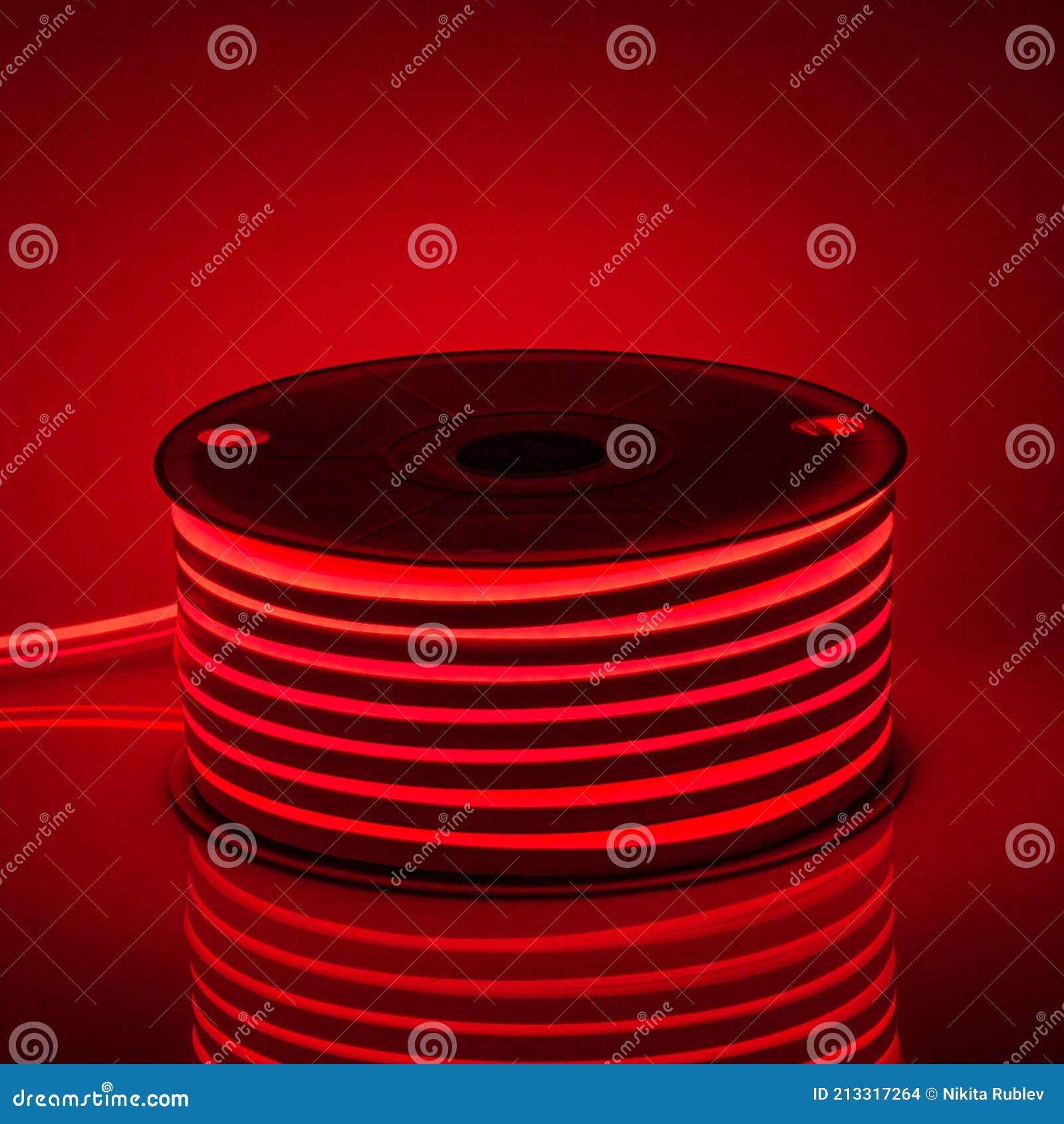 Flexible Red Glowing LED Neon Strip on Black Background Stock Photo ...