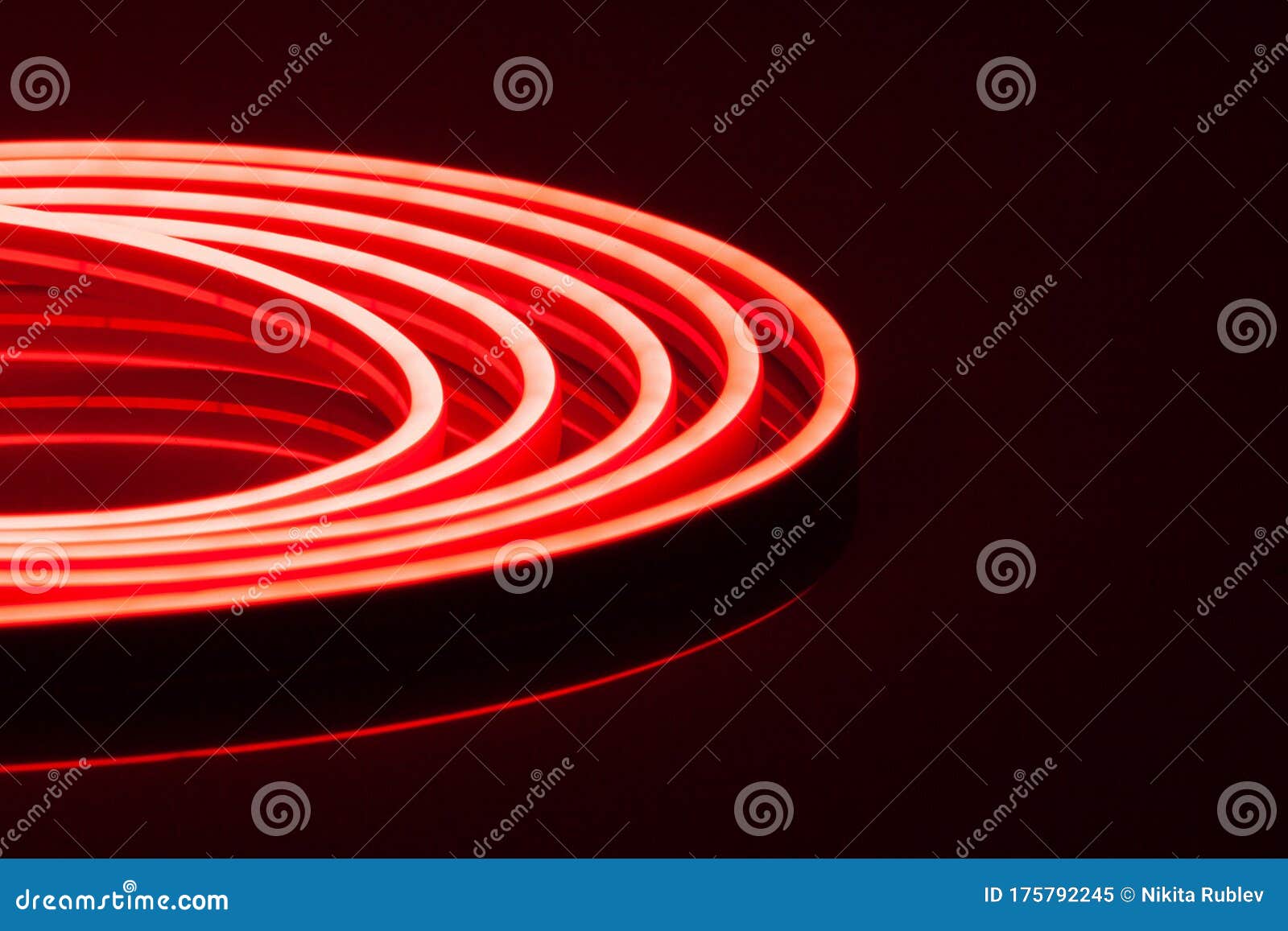 Flexible Red LED Neon Strip On Black Background Stock Image - Image of ...