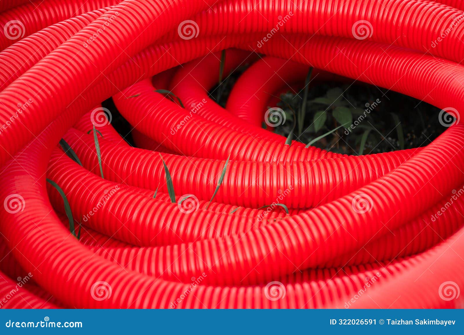 Flexible Red Plastic Tubes for Underground Cable Protection Stock Image ...