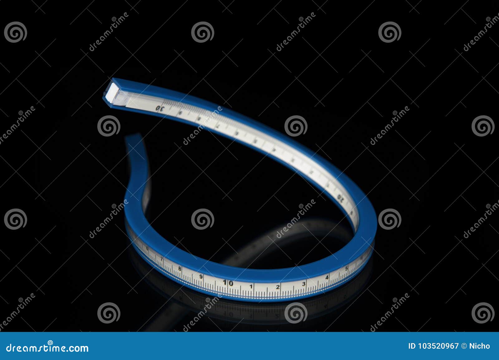 Flexible Ruler on a Black Background Stock Image - Image of length ...