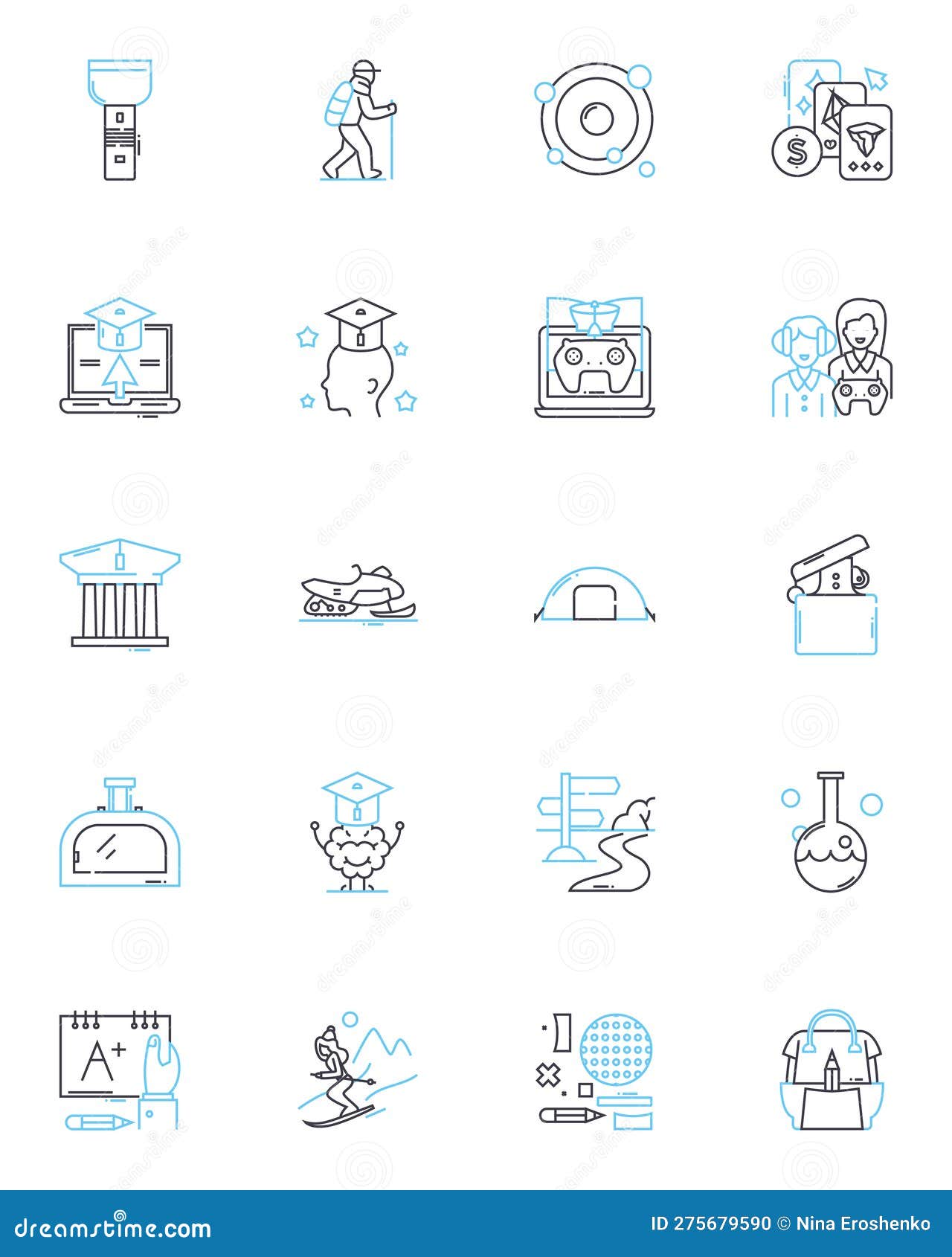 Flexible Schedule Linear Icons Set. Versatile, Adaptable, Manageable ...