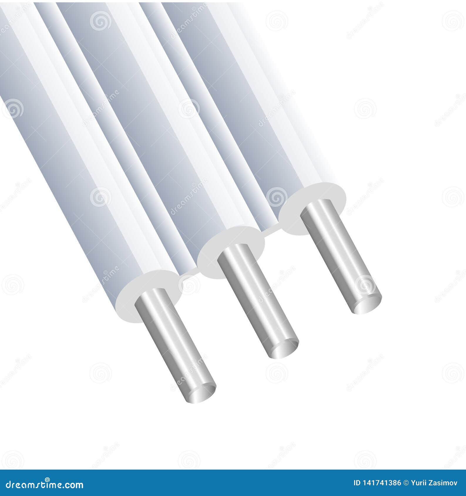 Flexible Three-wire Electrical Aluminum Cable Isolated on White ...