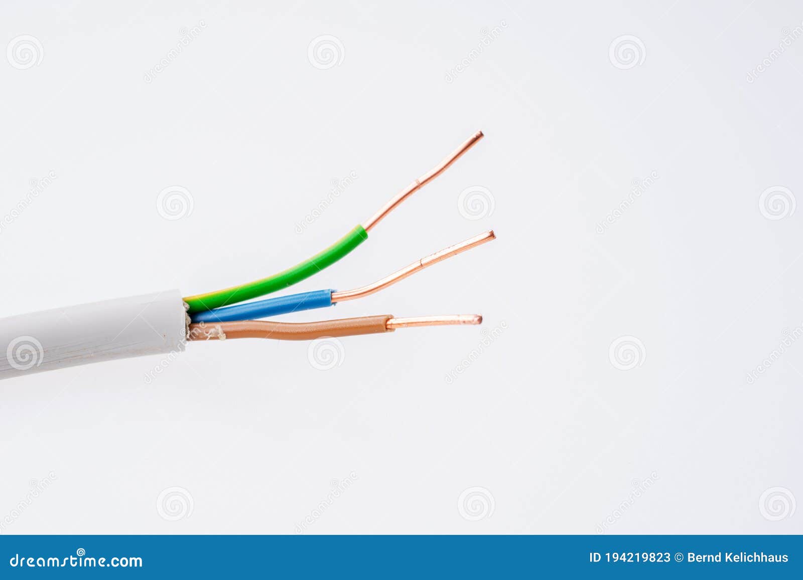 Flexible Three-wire Electrical Cable Isolated on White Background Stock ...
