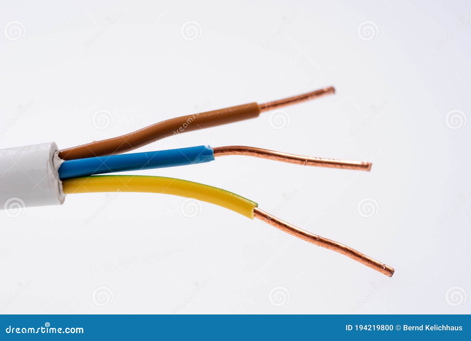 Flexible Three-wire Electrical Cable Isolated on White Background Stock ...