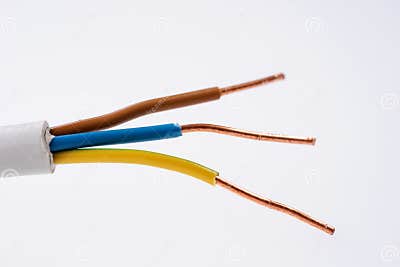 Flexible Three-wire Electrical Cable Isolated on White Background Stock ...