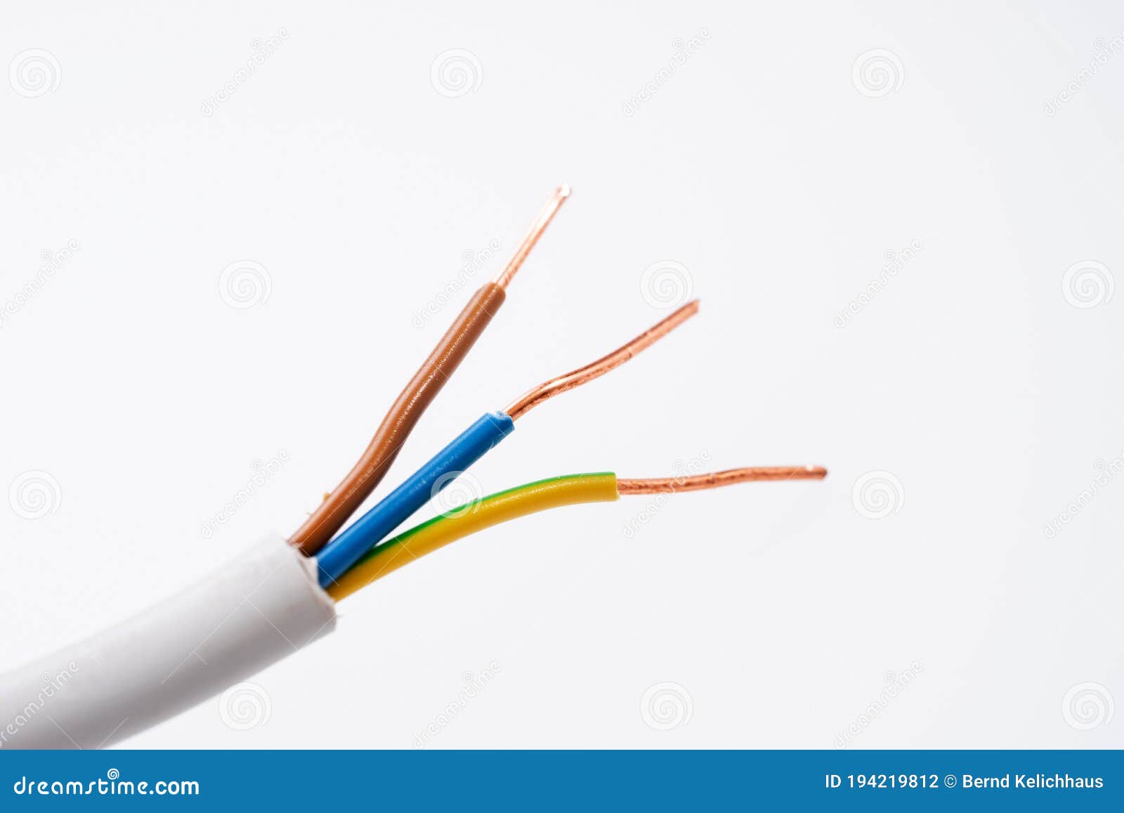 Flexible Three-wire Electrical Cable Isolated on White Background Stock ...