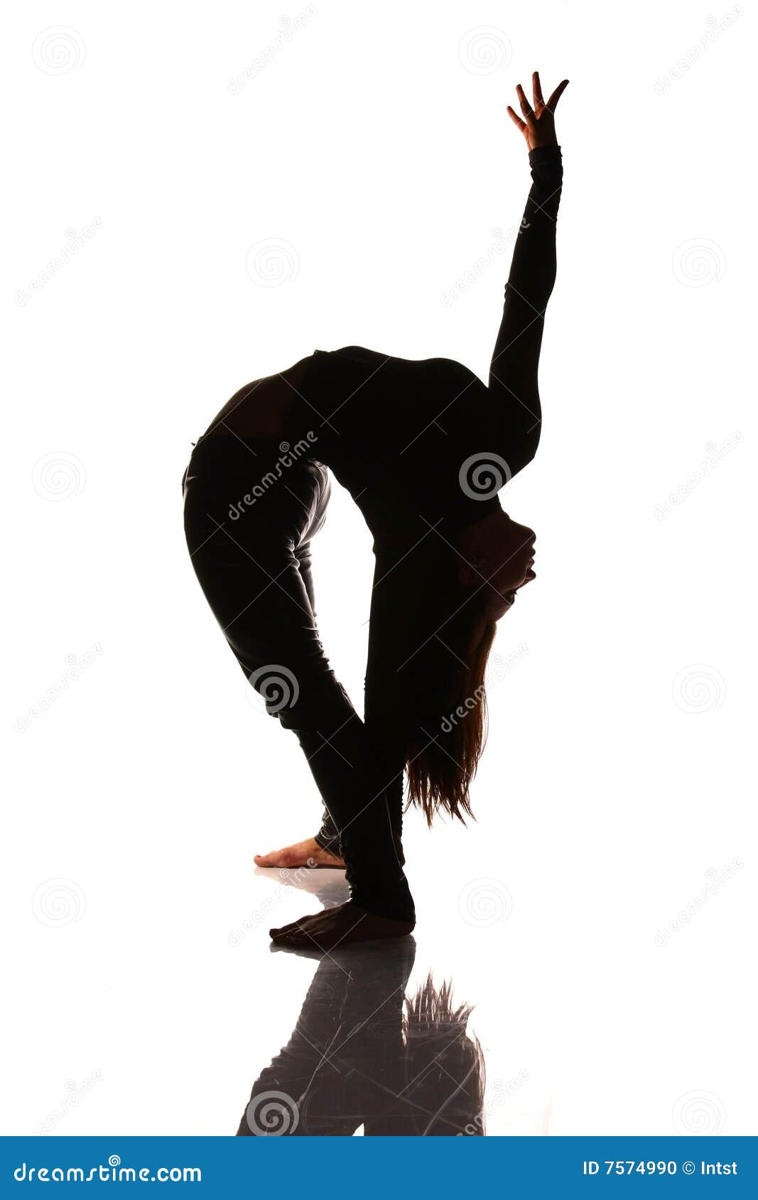 Flexible Woman Stretching Silhouette Stock Photo - Image of black ...