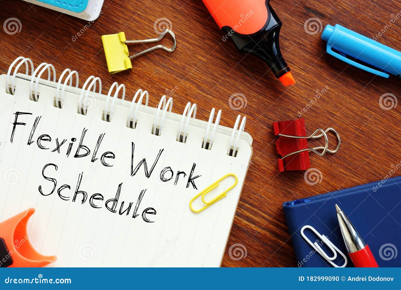Flexible Work Schedule is Shown on the Conceptual Business Photo Stock ...
