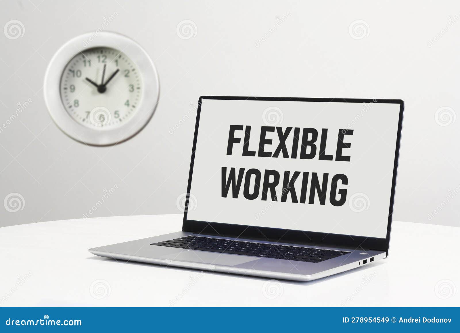 Flexible Working Hours are Shown Using the Text on the Screen of Laptop ...