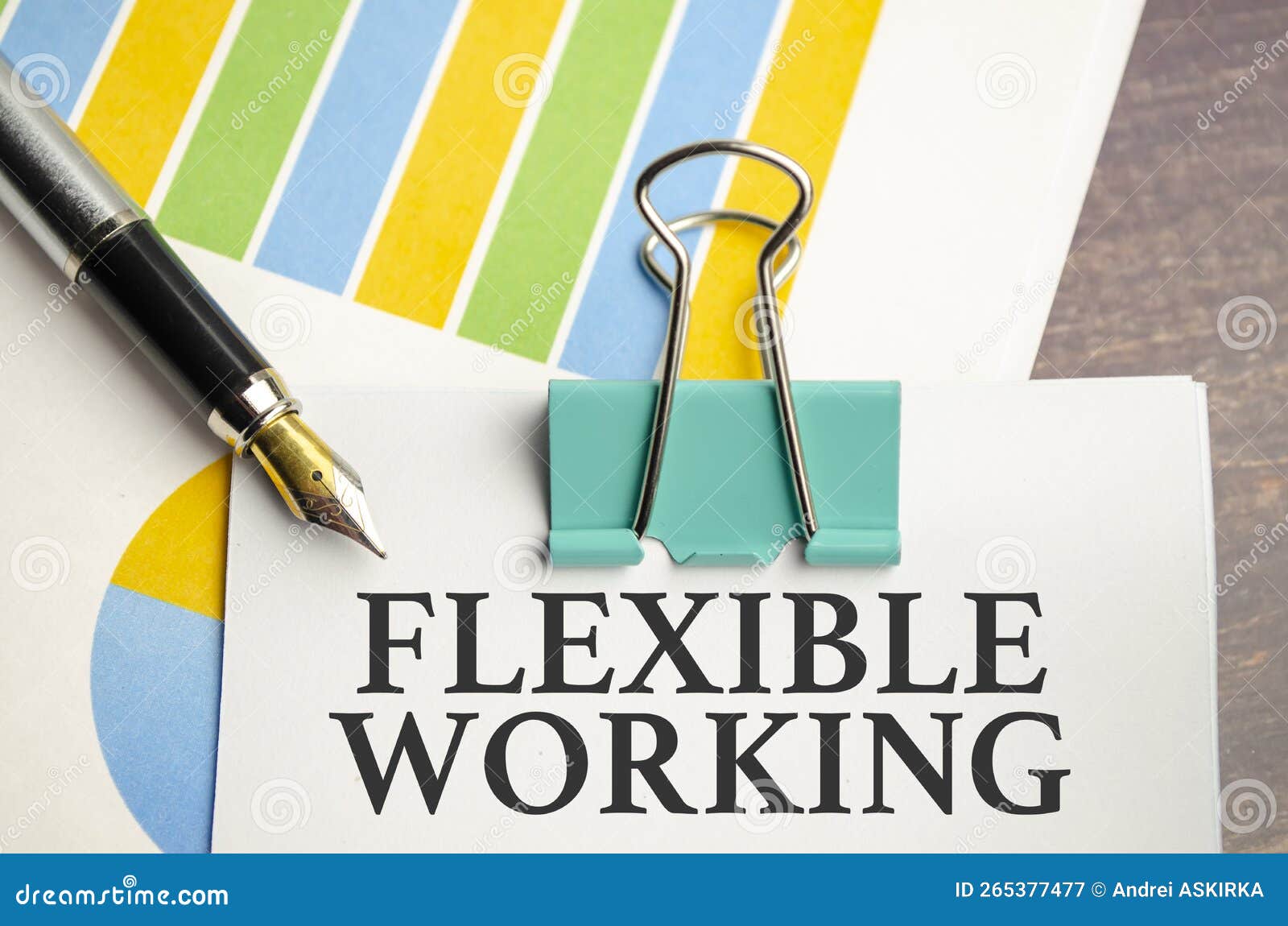 FLEXIBLE WORKING Text on a Paper Sticker and Charts Stock Image - Image ...