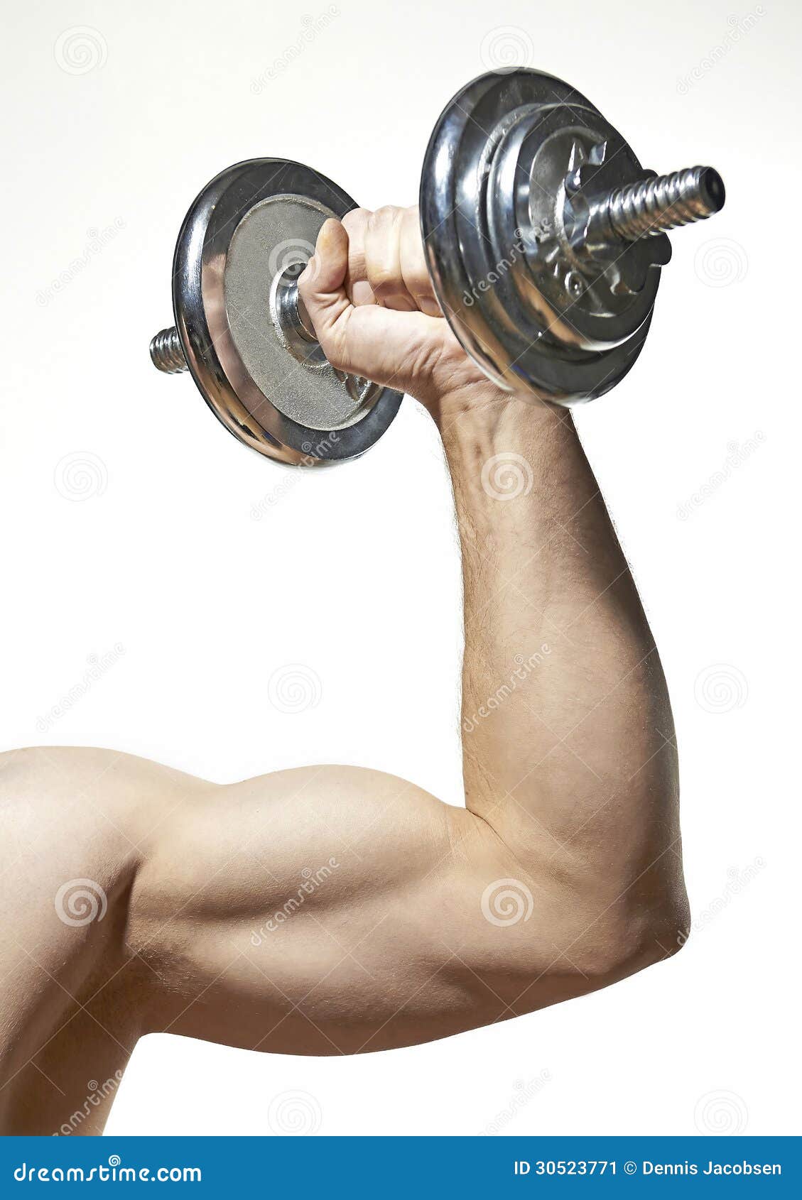 Flexing biceps with weight stock image. Image of healthy - 30523771
