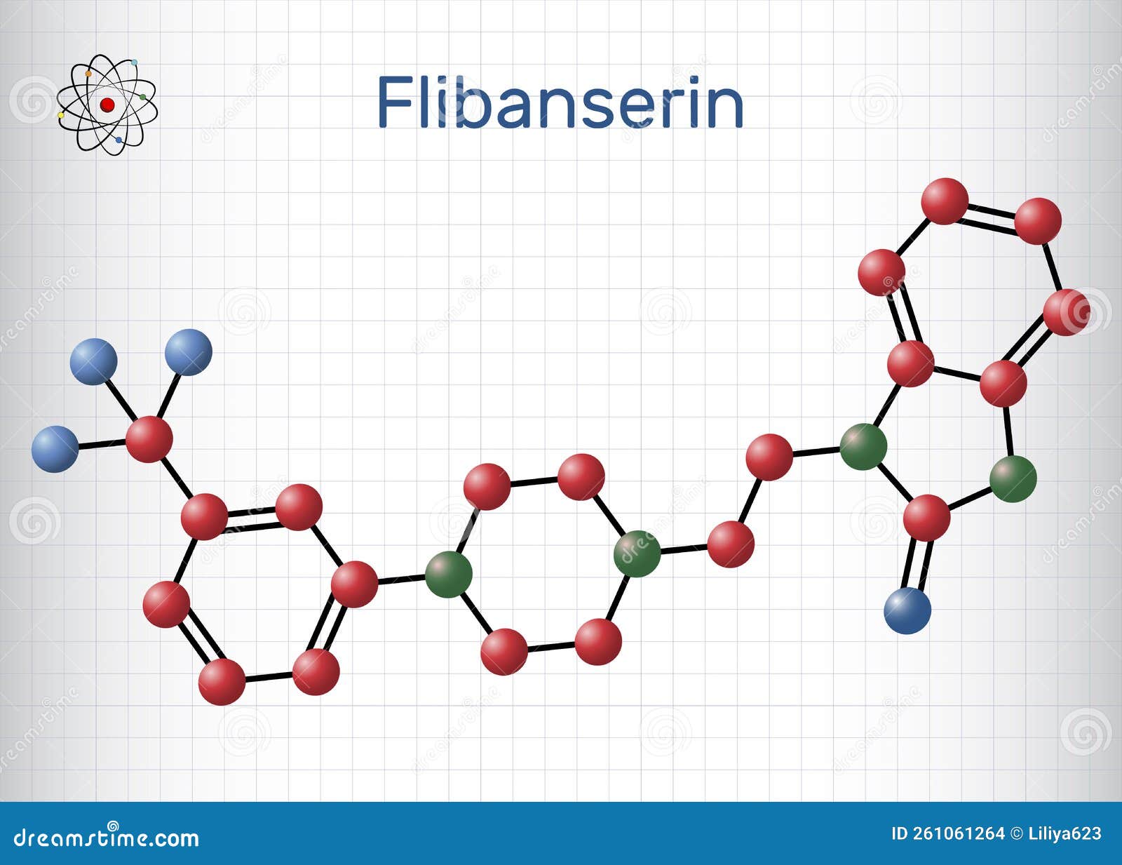 Flibanserin Molecule. it is Serotonergic Antidepressant. Molecule Model ...