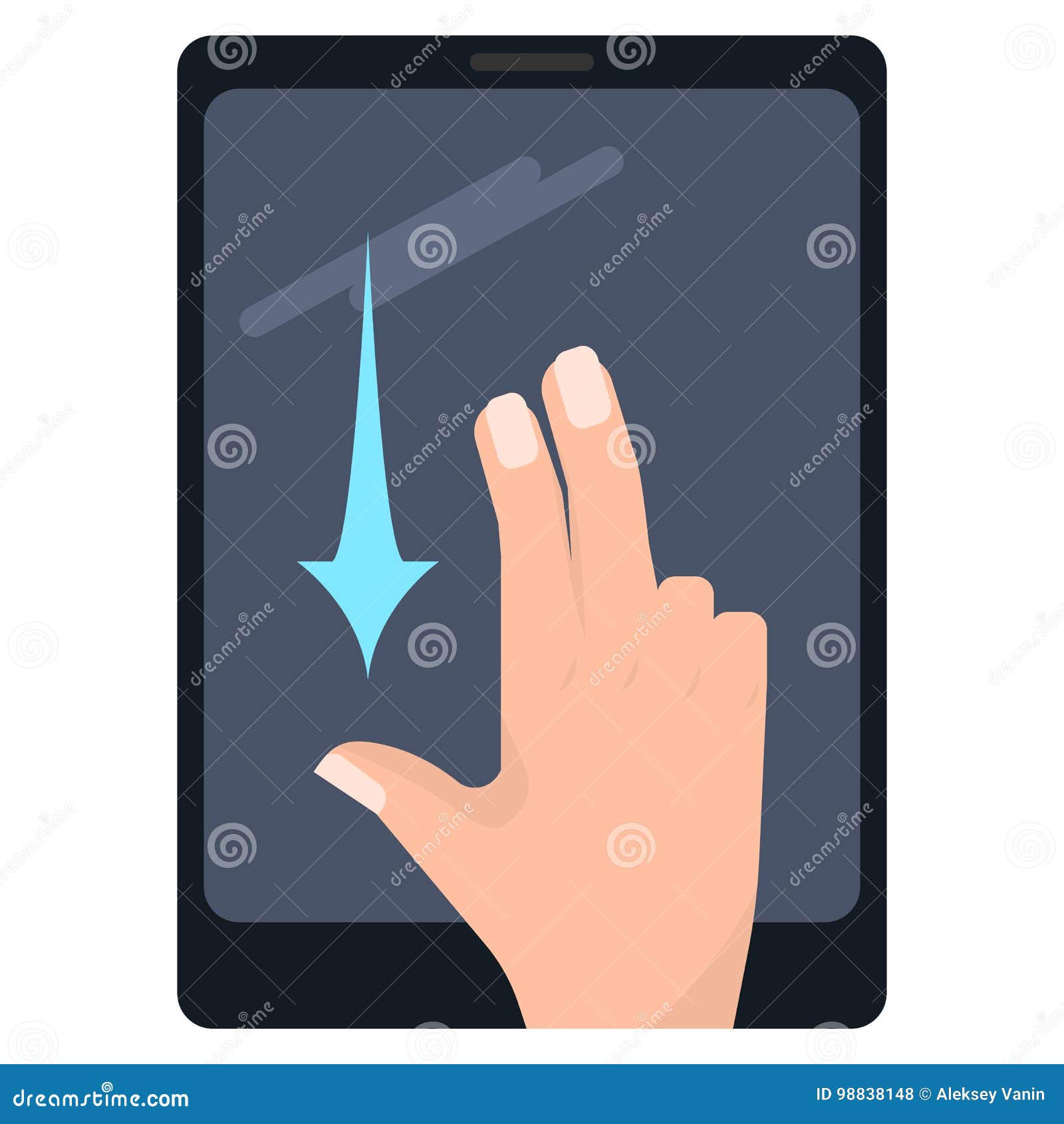Flick Up Or Down Tutor For Touchscreen Devices. Person Using Switch ...