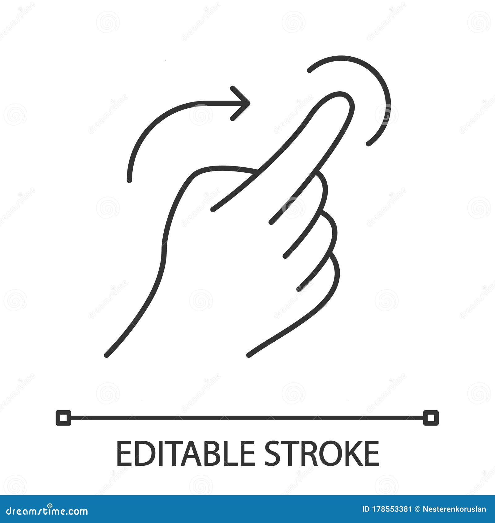 Flick Right Gesture Linear Icon Cartoon Vector | CartoonDealer.com ...
