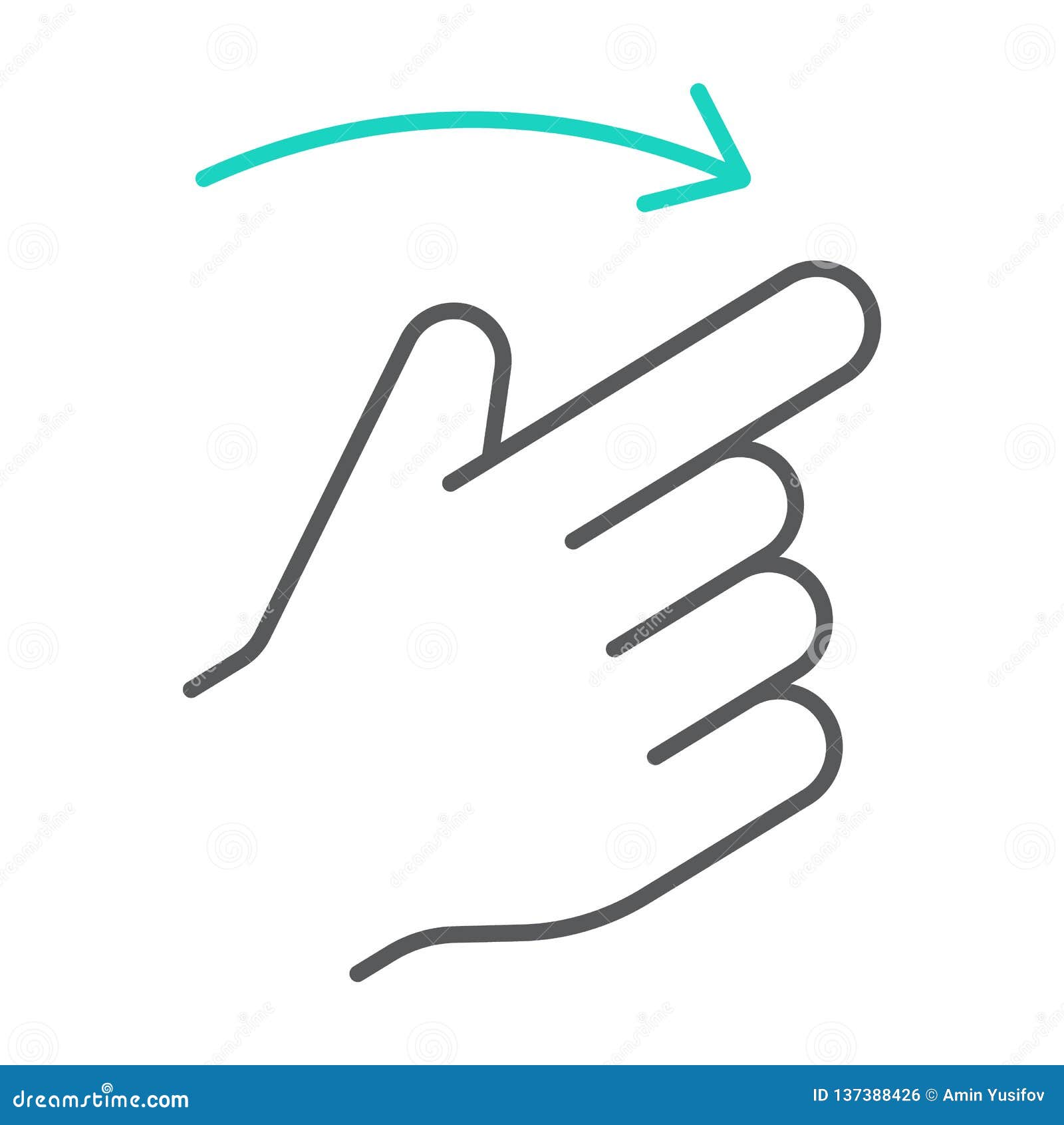 Flick Right Gesture Linear Icon Cartoon Vector | CartoonDealer.com ...