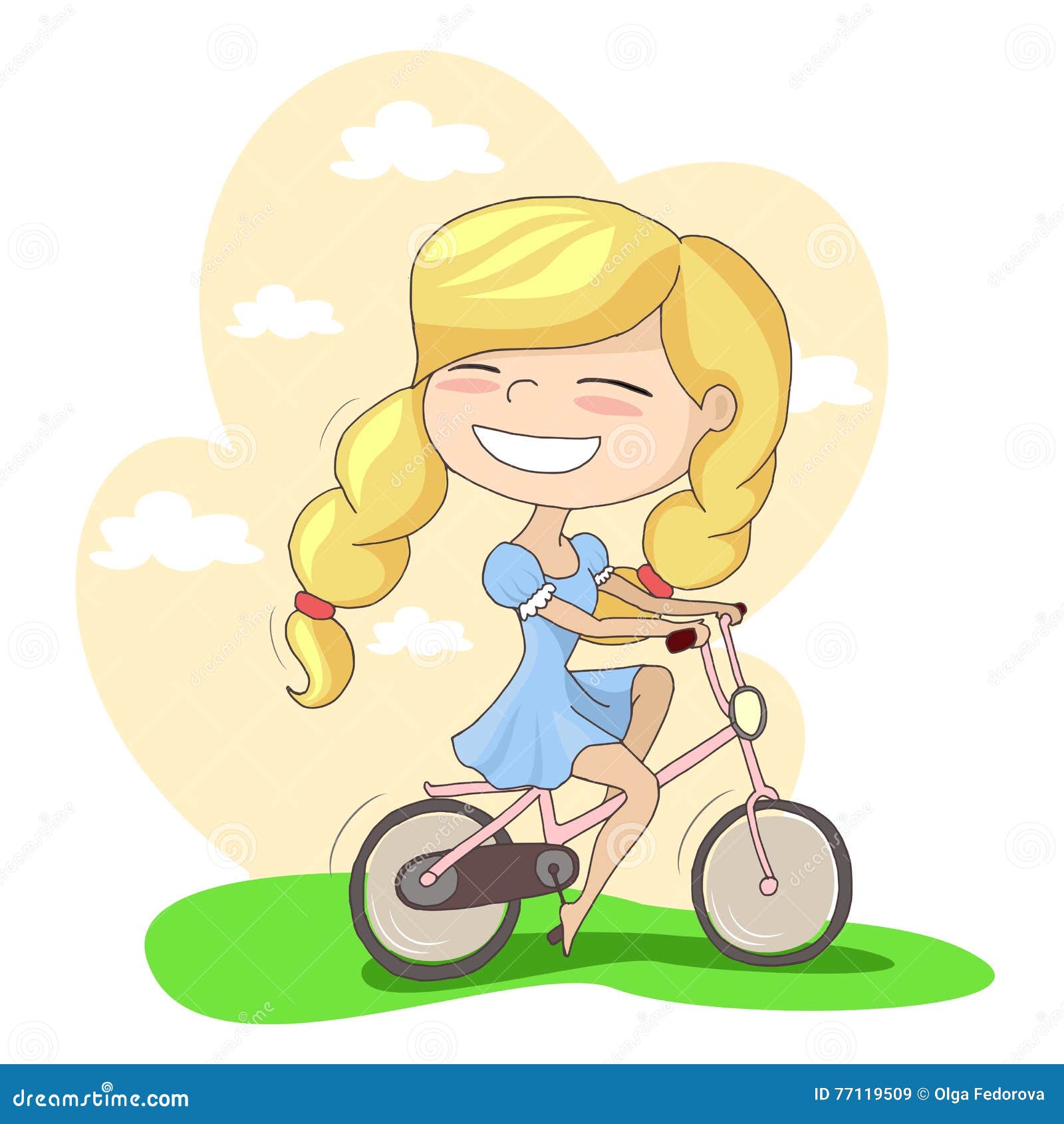 Flicka stock illustrationer. Illustration av cyklar, gulligt - 77119509
