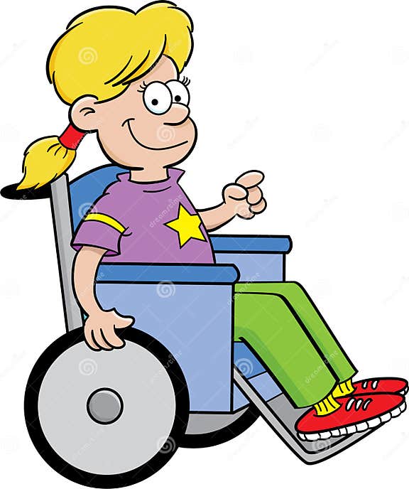 Flicka i en rullstol vektor illustrationer. Illustration av flicka ...