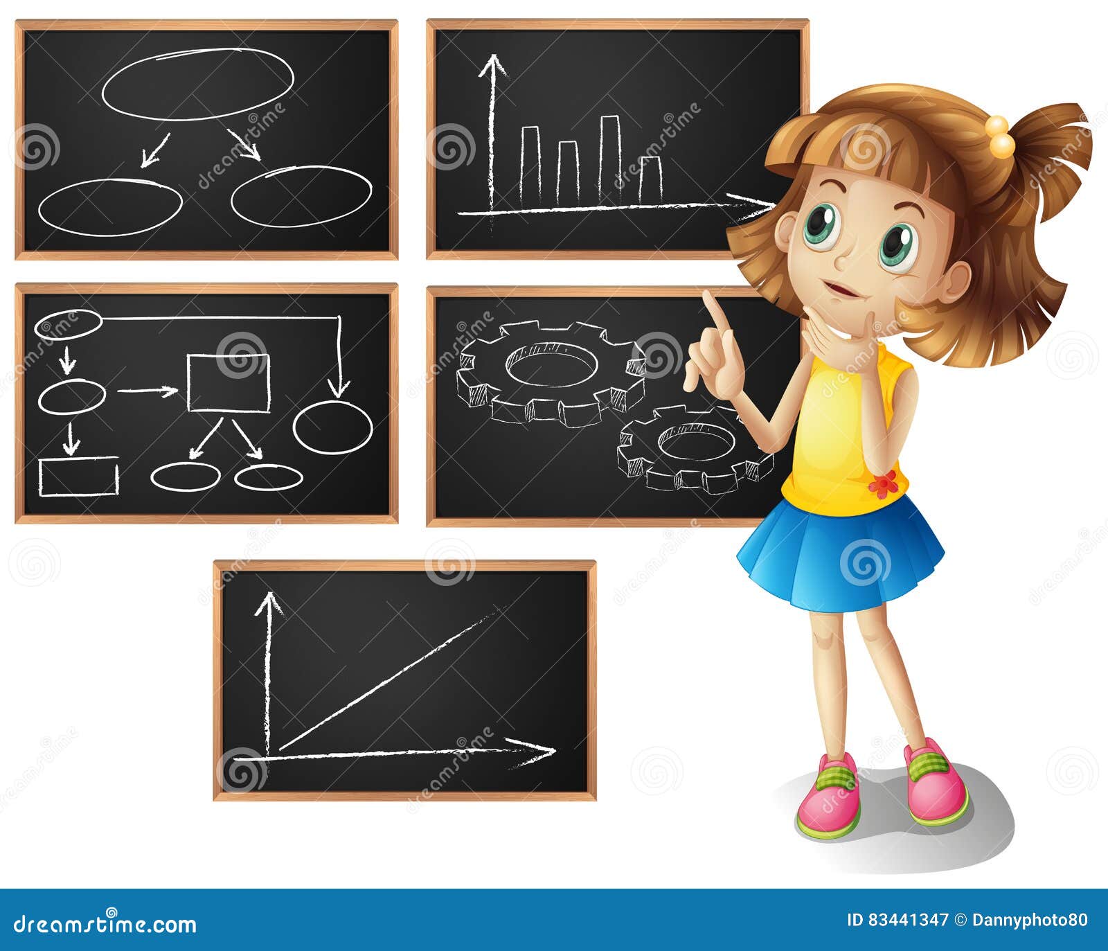 Flicka Och Olika Typer Av Grafer Vektor Illustrationer - Illustration ...