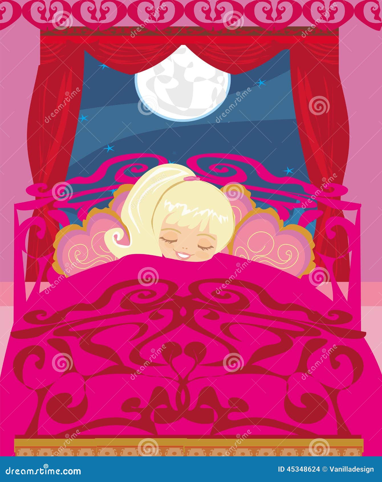 Flicka Som Sover I Hans Sovrum Vektor Illustrationer - Illustration av ...