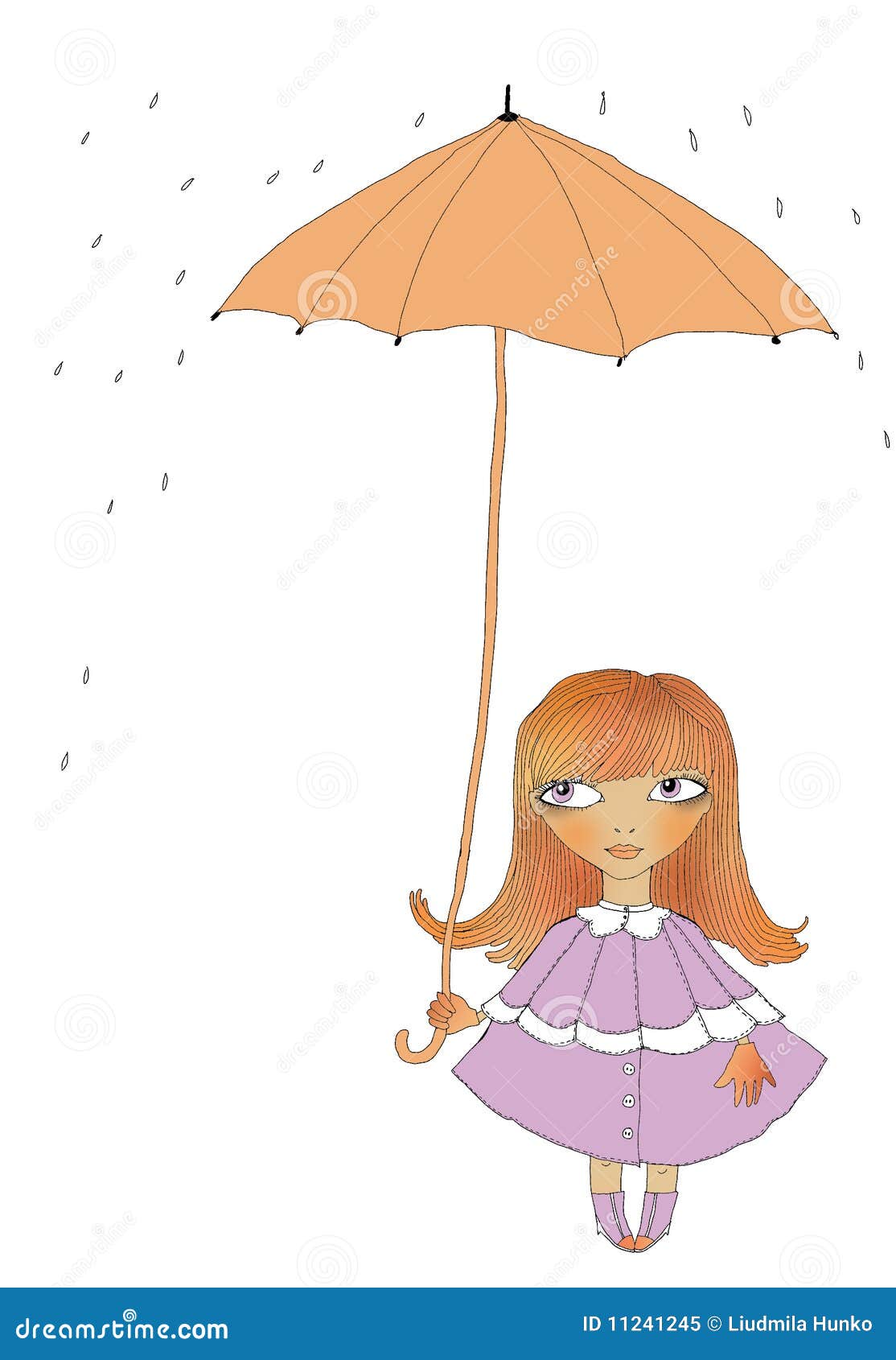 Flickaparaply under stock illustrationer. Illustration av paraply ...