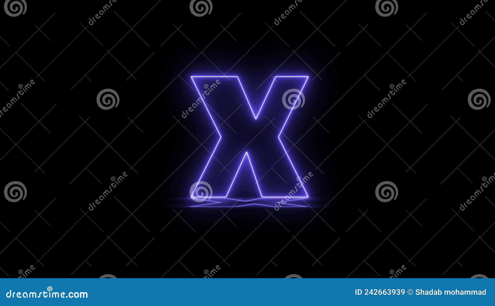 Flickering Blue Text Animation with Reflection Written on Black ...