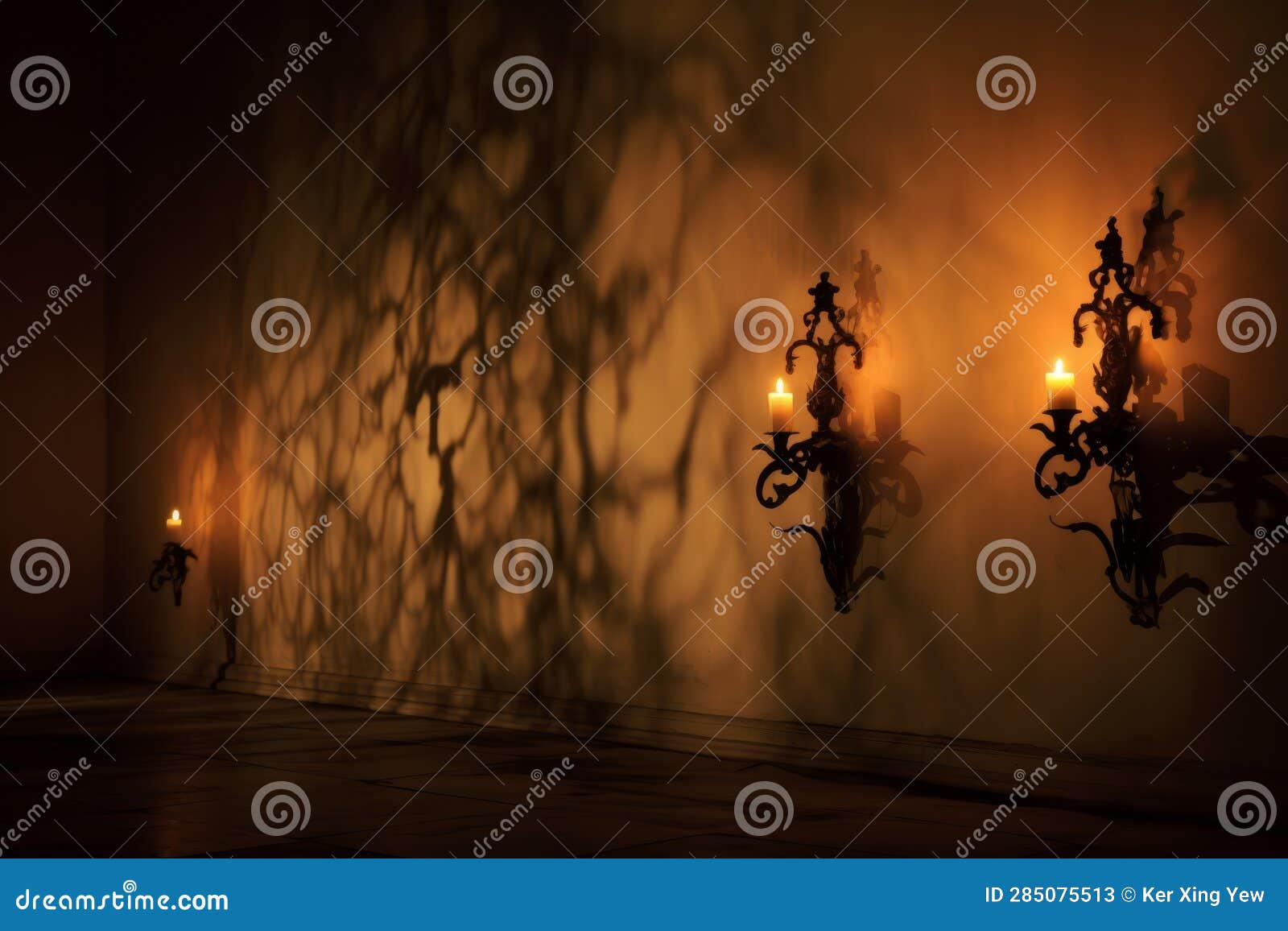 Flickering Candlelight on a Wall Stock Illustration - Illustration of ...