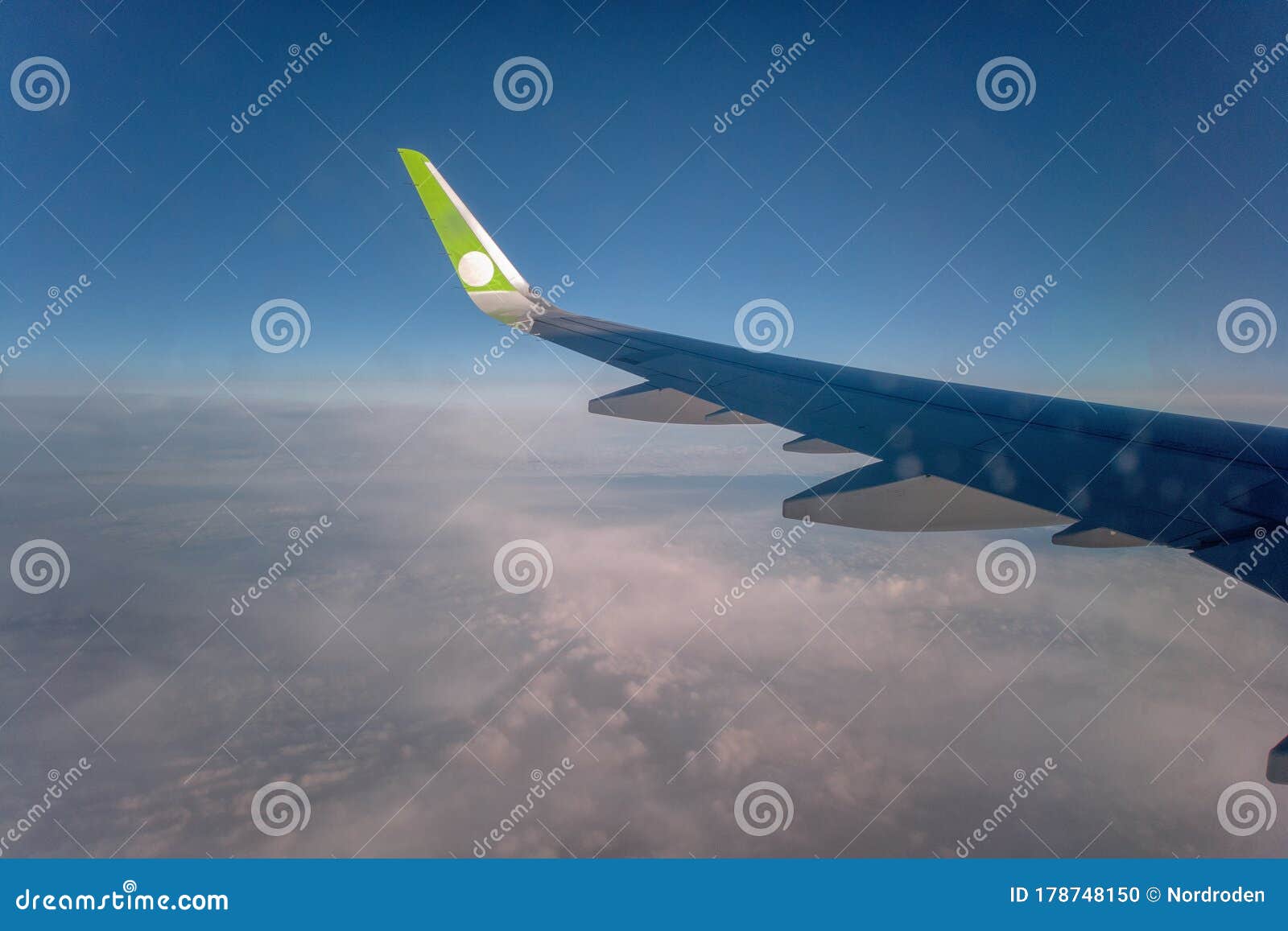 Flight of the Aircraft at the Echelon, High Altitude Stock Photo ...