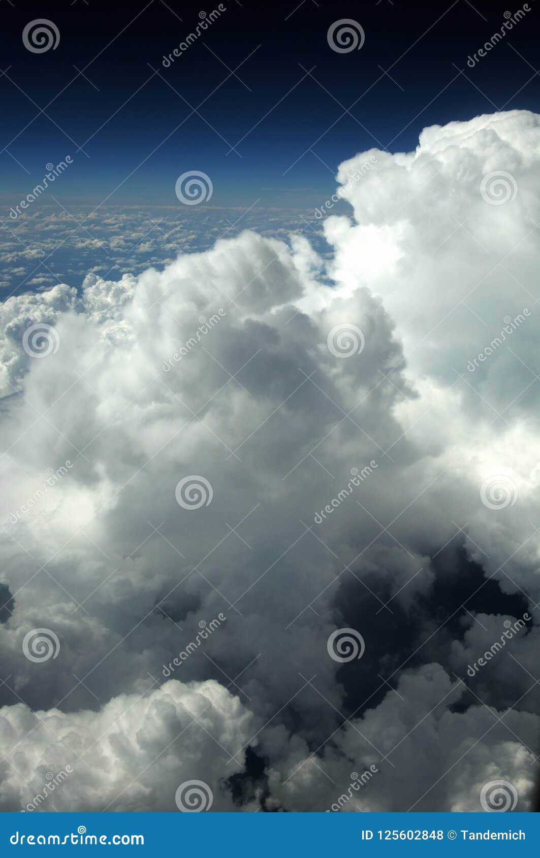 Flight in an Airplane Above the Clouds, Skyline, Sky Line Stock Photo ...
