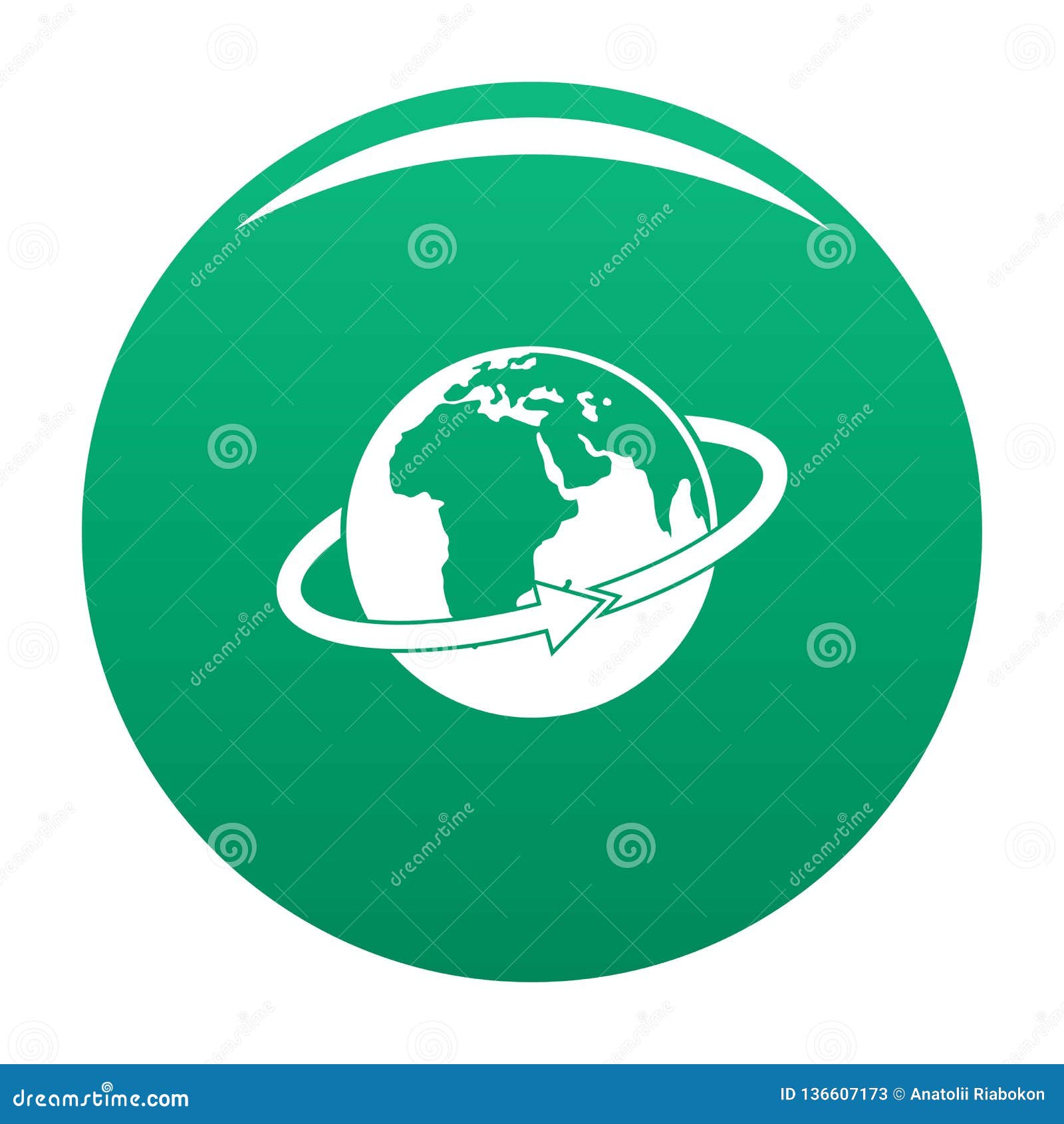 Flight Around Earth Icon Vector Green Stock Vector - Illustration of ...
