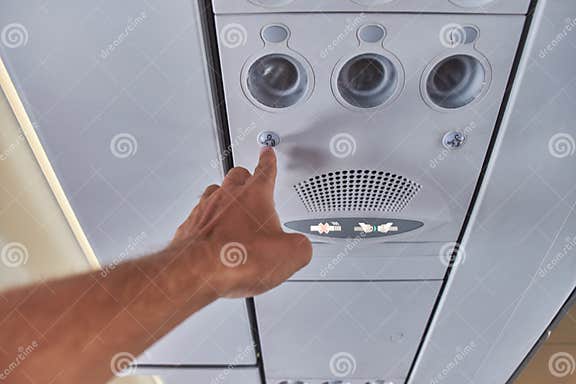 Flight Attendant Call Button. Air Conditioning in the Plane Stock Image ...