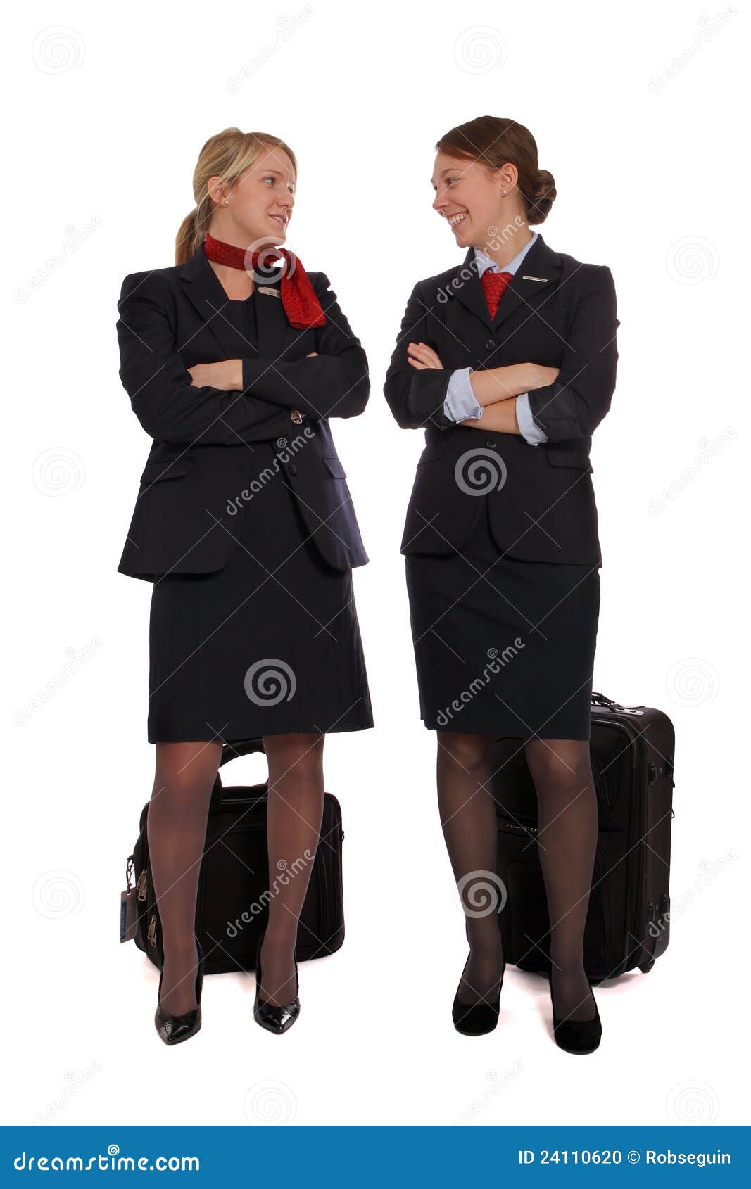 Flight Attendants Talking Together Stock Photo - Image of plane ...