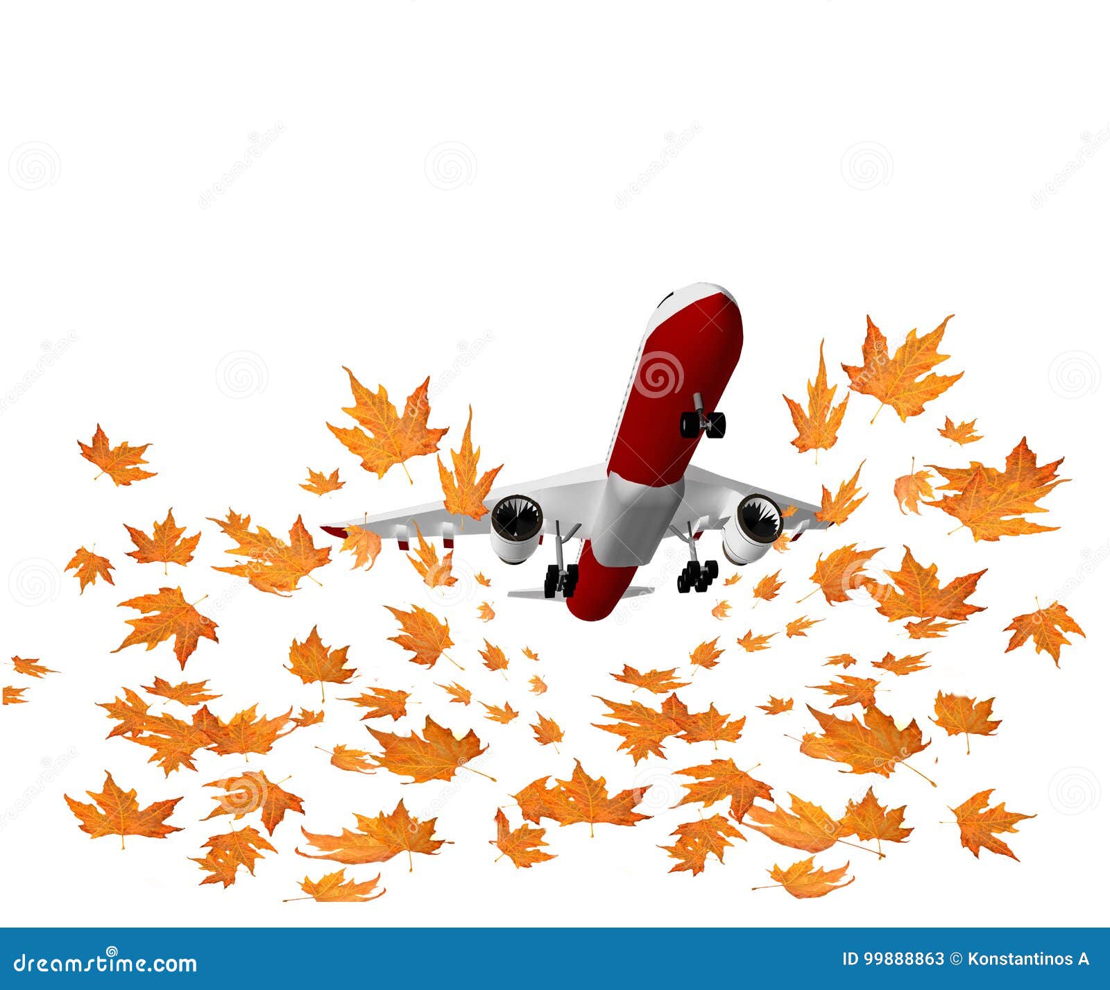 Flight Autumn Background Airplane Leaves Stock Illustration ...