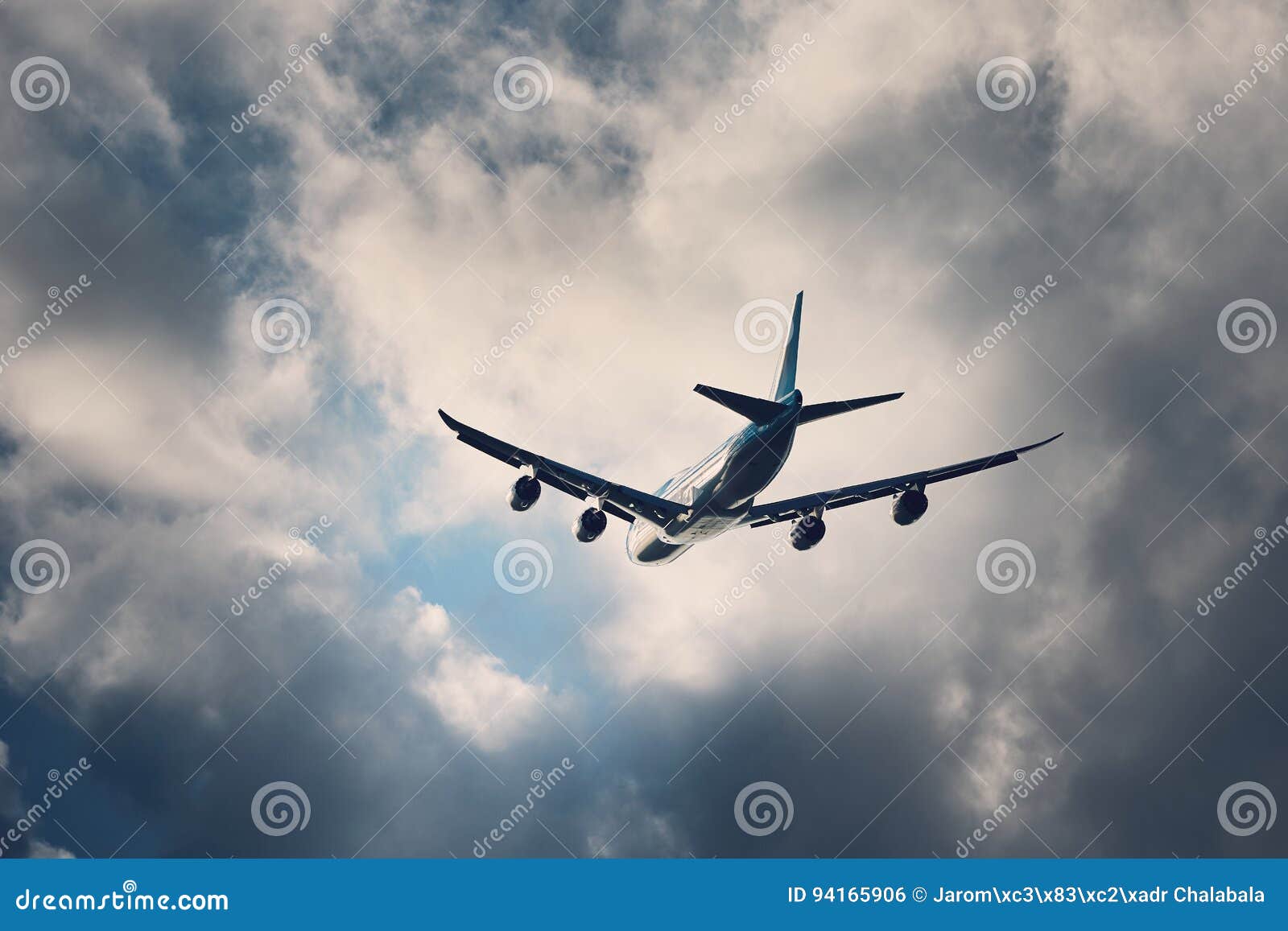 Flight in bad weather stock photo. Image of airplane - 94165906