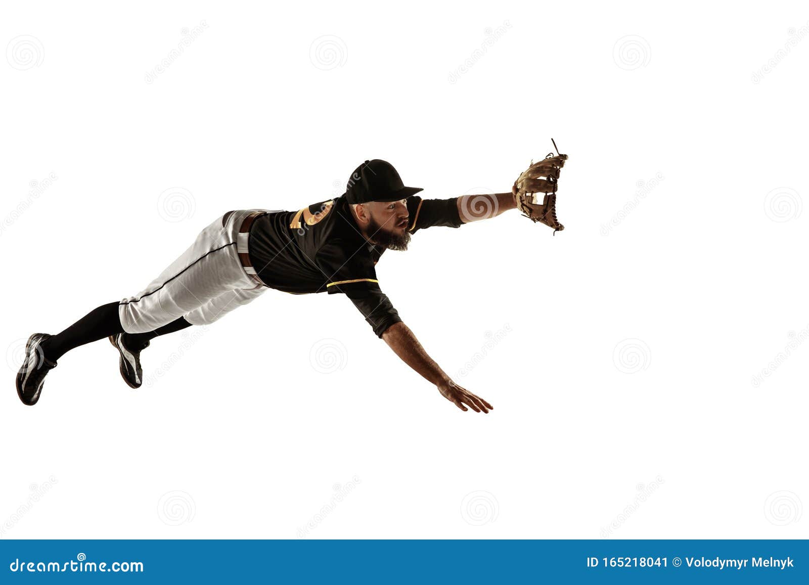 Baseball Player, Pitcher in a Black Uniform Practicing on a White ...