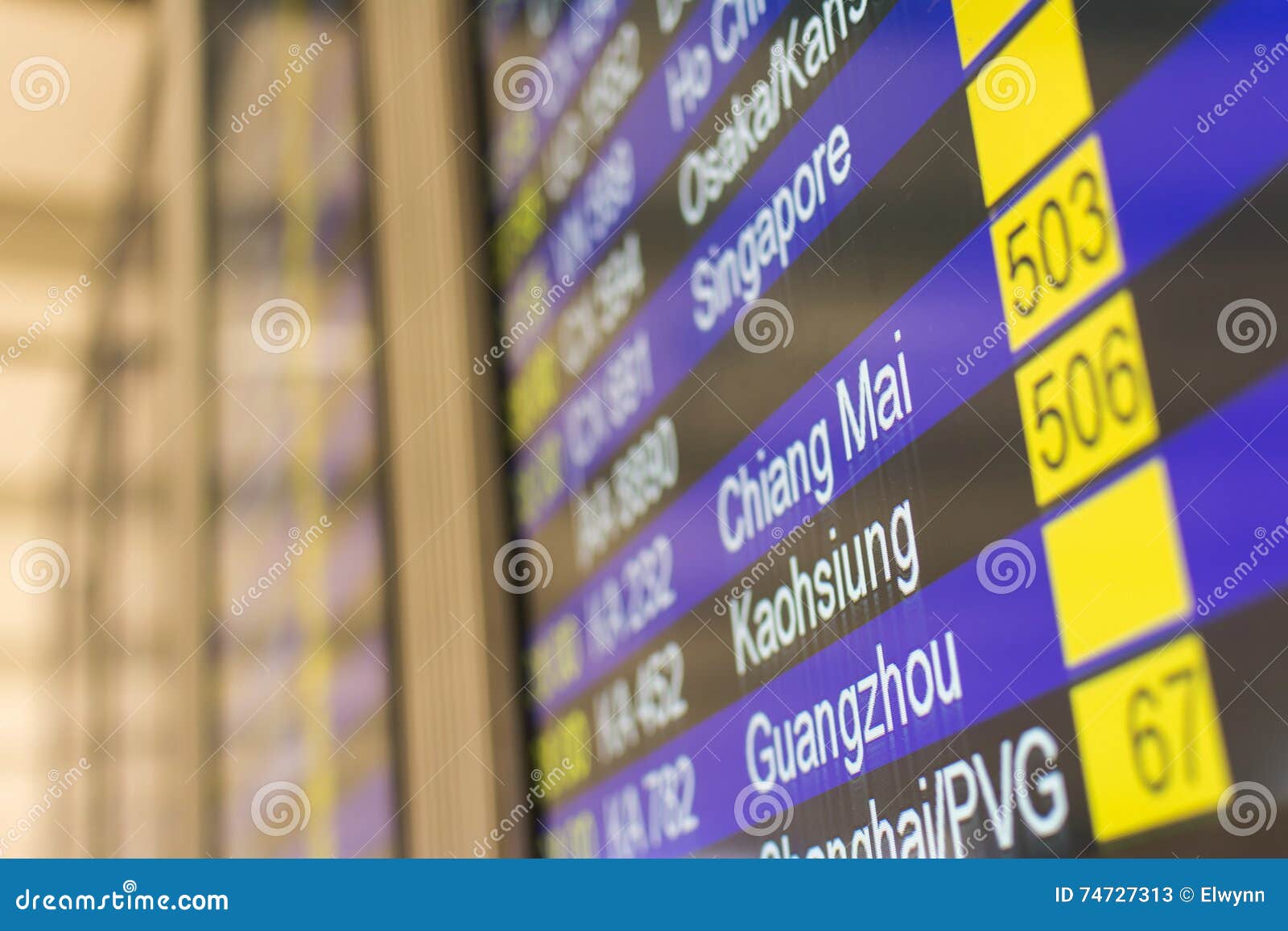 Flight on billboard stock image. Image of info, timetable - 74727313