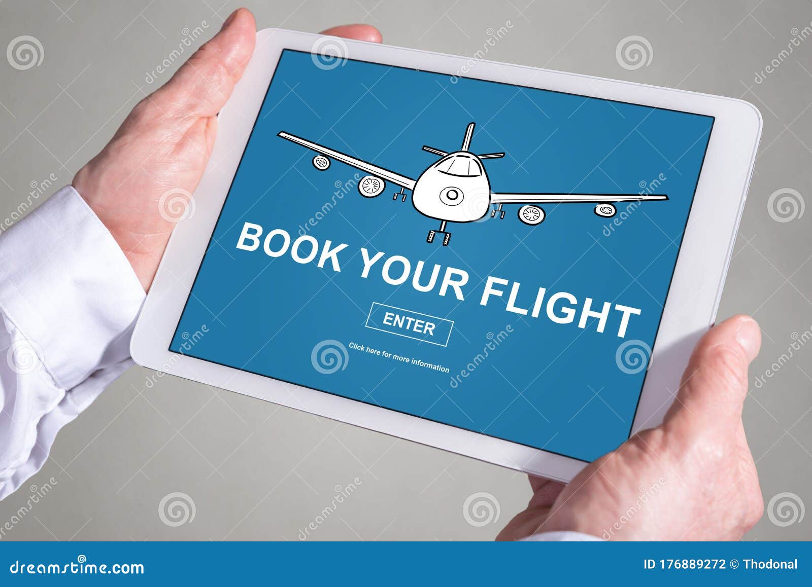 Flight Booking Concept on a Tablet Stock Photo - Image of journey ...