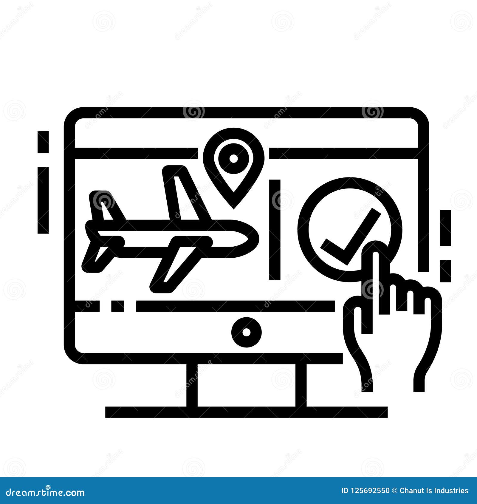 Flight booking Line Icon stock vector. Illustration of online - 125692550