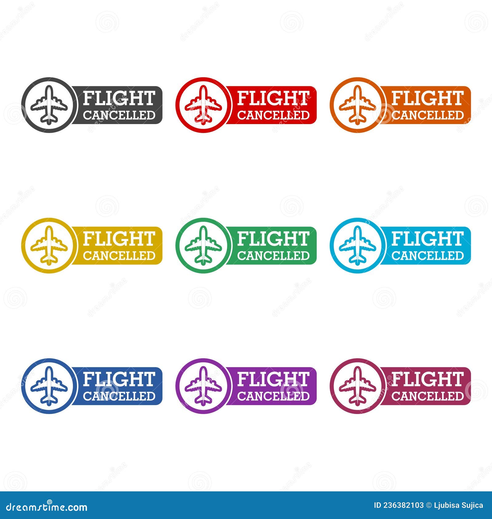 Flight Cancelled Icon Isolated on White Background Stock Vector ...